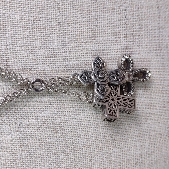 Brighton | Jewelry | Brighton Triple Cross Charm Necklace | Poshmark